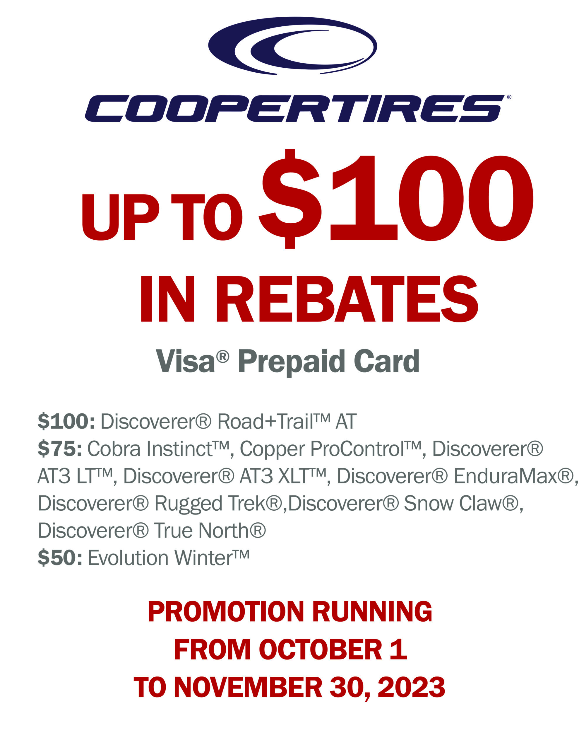 Cooper Tires Fall 2023 Rebate - Brockville Oil and Tires